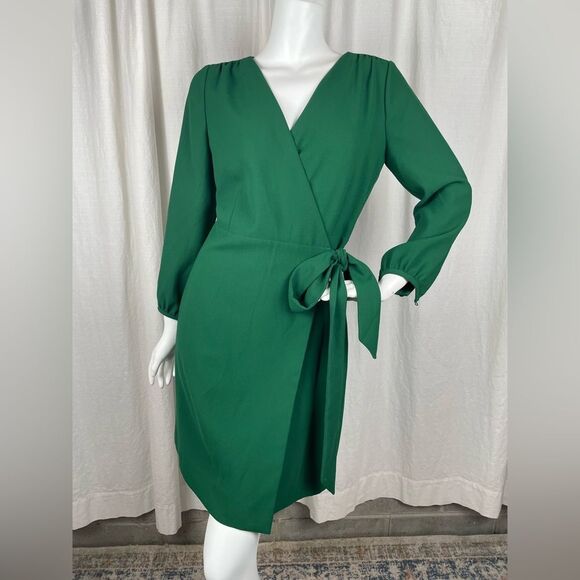 J. Crew | Dresses | J Crew Wrap Dress Emerald Green Crepe Size Womens 4 ...